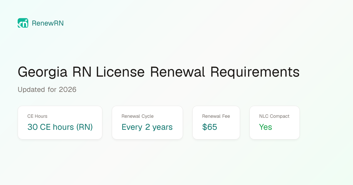 Georgia Nursing License Renewal 2026 | RenewRN